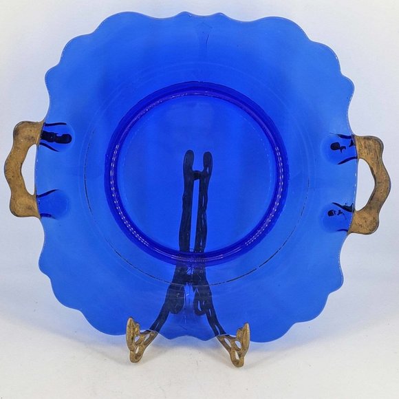 L. E. Smith | Dining | Le Smith Cobalt Blue Glass Art Deco Platter W ...